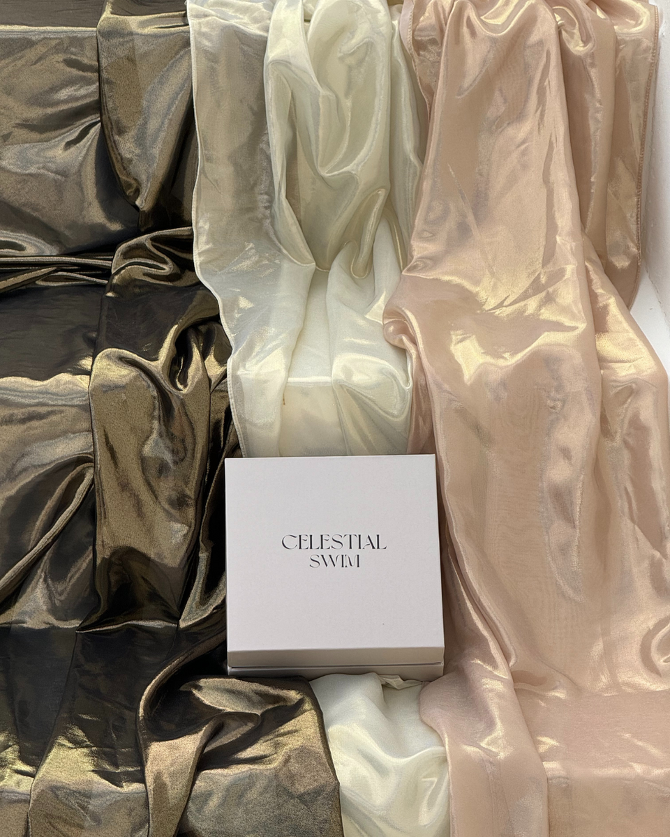 NAVI PREMIUM ORGANZA SILK SCARVES – CELESTIAL SWIM